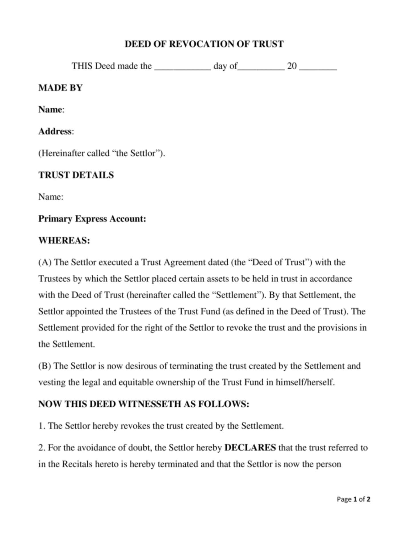 Get Deed of Revocation of Trust pdf