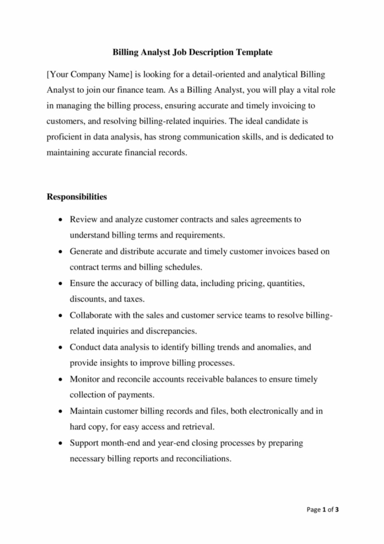 Billing Analyst Job Description Template [UPDATED PDF +2023]