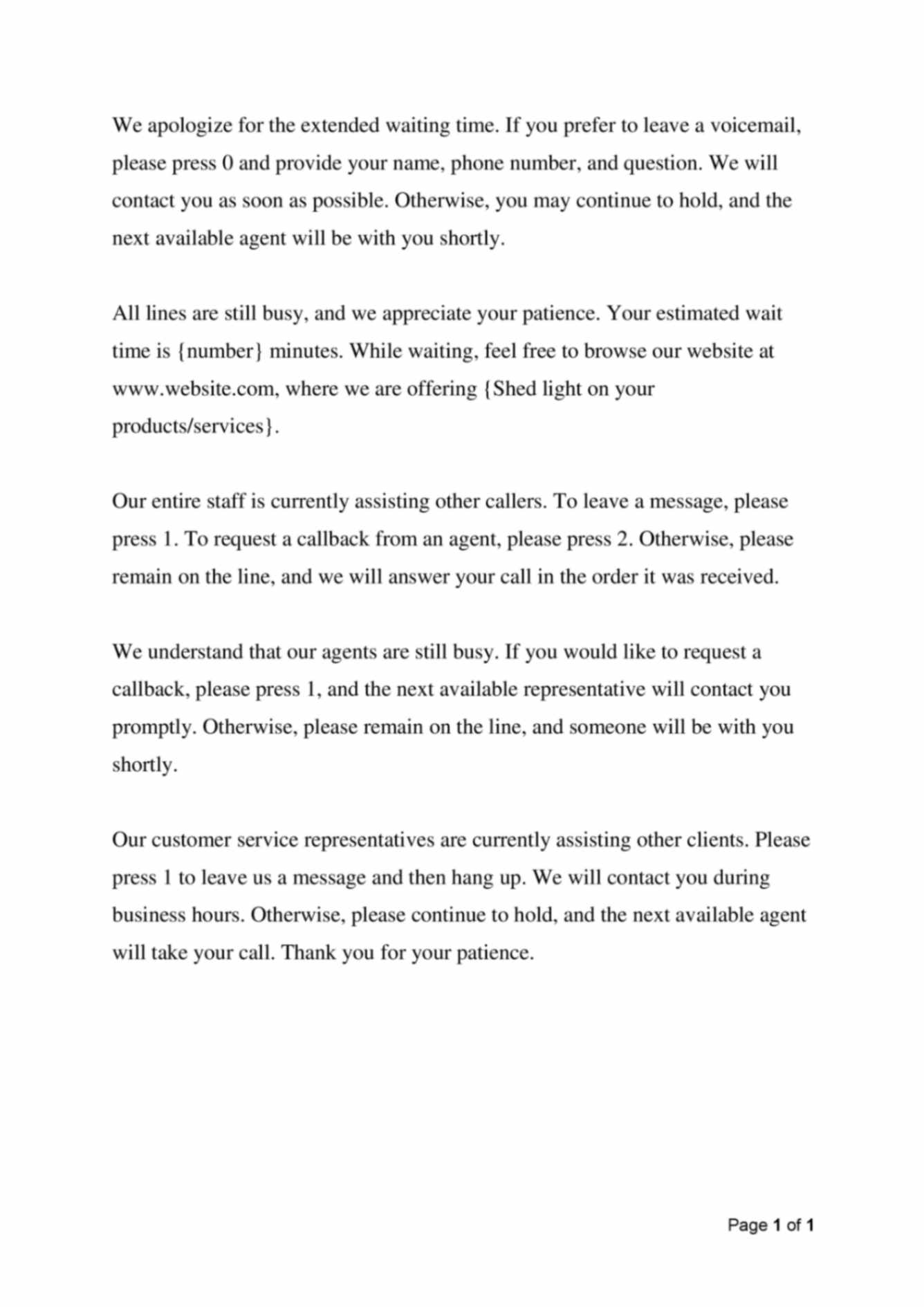Download Free IVR Script Examples (Copy & Paste) Pdf Download Free IVR Script Examples (Copy & Paste) Pdf